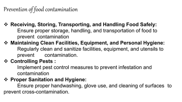 Sources of food contamination and prevention | PPT