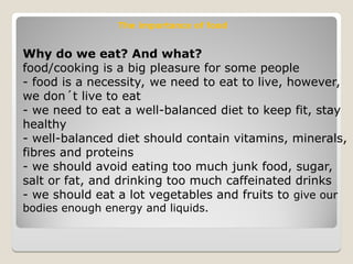 Food and eating habits power point presentation. | PPT