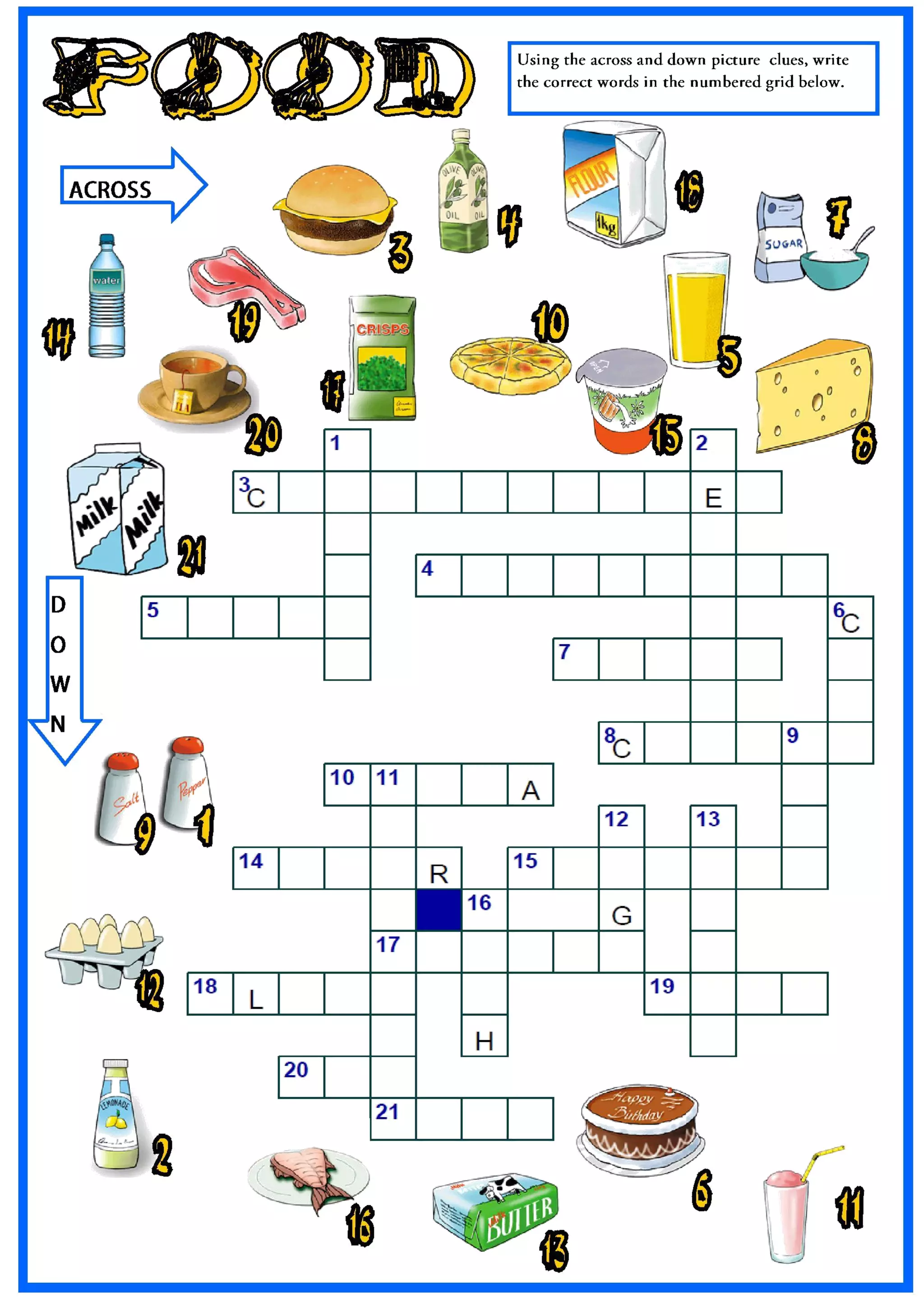 Food crossword 5to básico | PDF