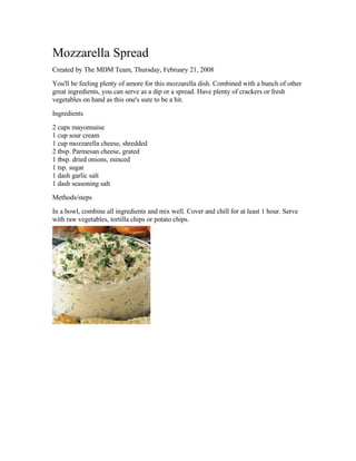 Food Mozzarella Spread | RTF