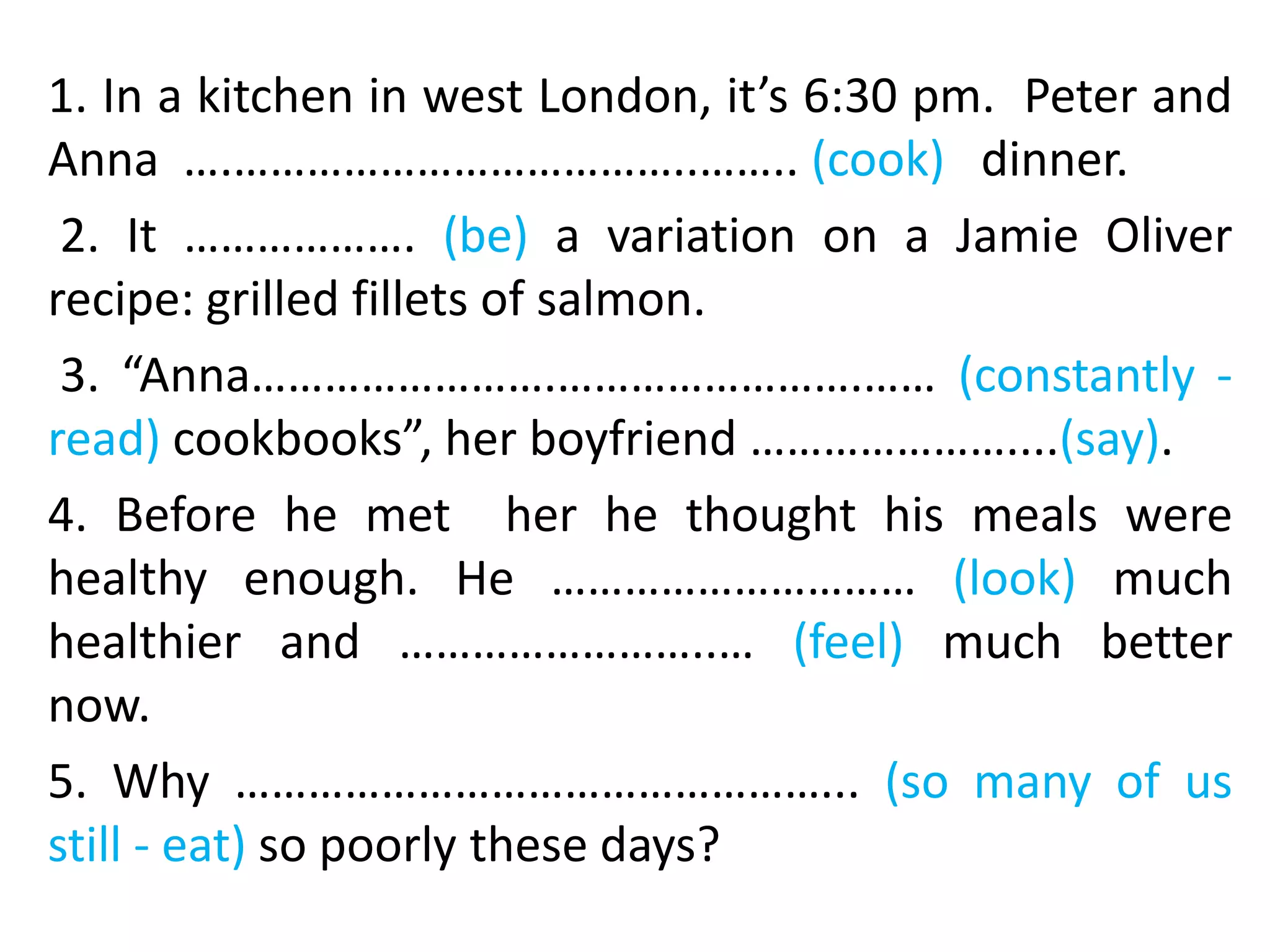 Food present simple and continuous | PPT