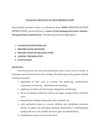 Food preservation nptel | PDF