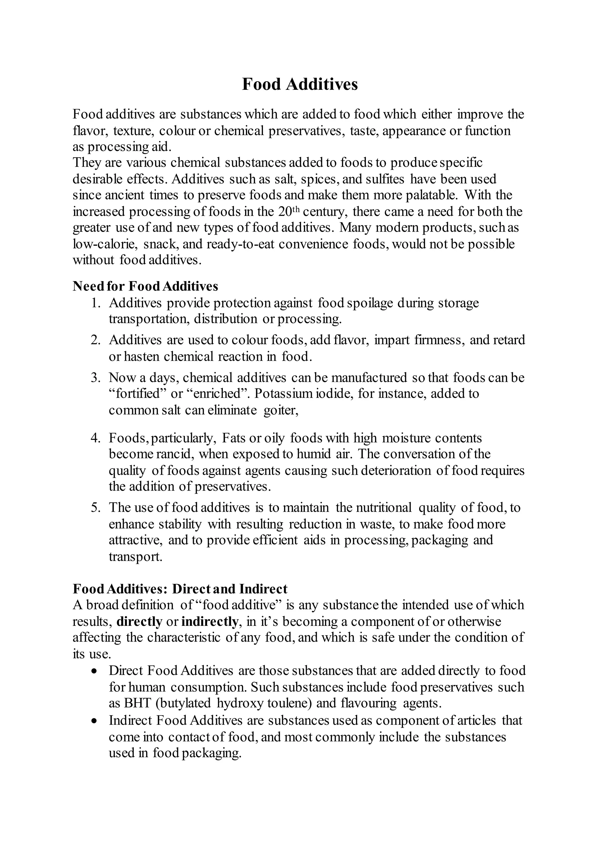 Food additives | DOCX