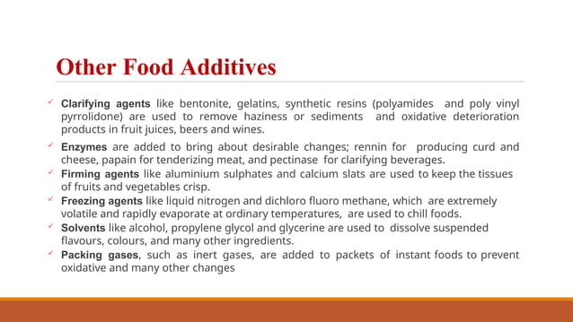 classifications of FOOD ADDITIVES and food colors | PPT
