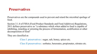 classifications of FOOD ADDITIVES and food colors | PPTX
