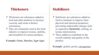 classifications of FOOD ADDITIVES and food colors | PPTX