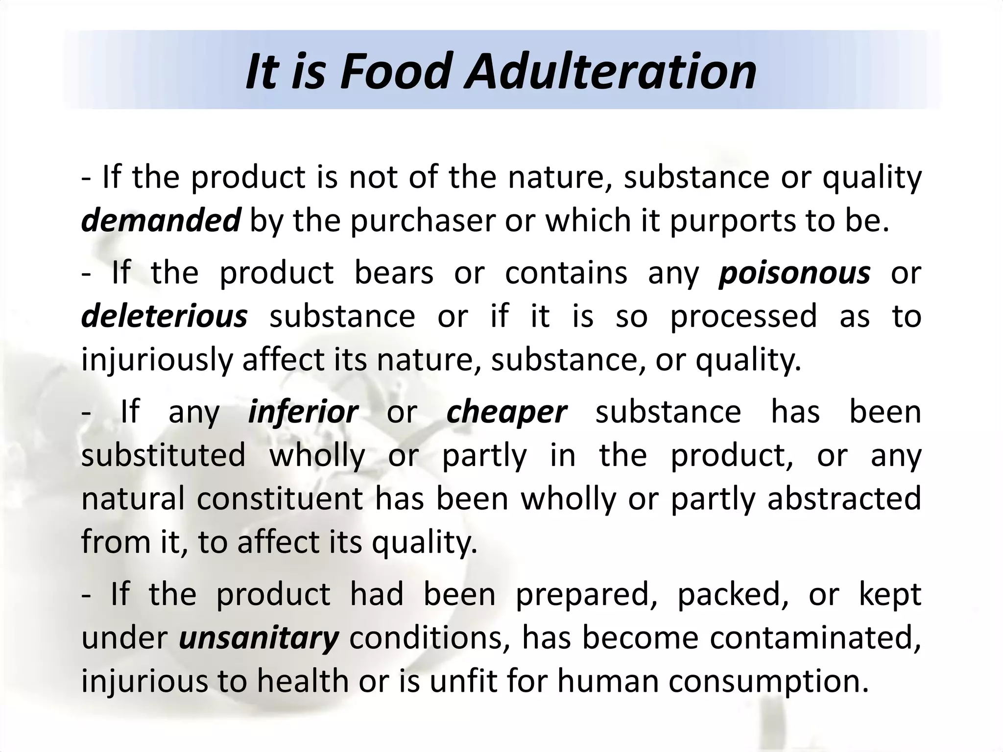 Food additives, adulteration and misbranding | PDF