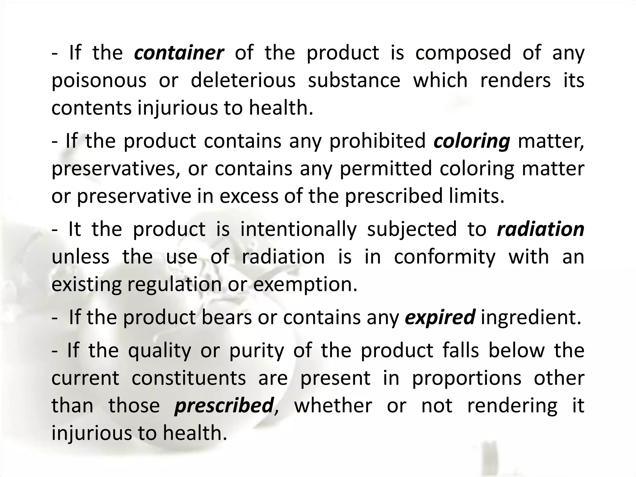 Food additives, adulteration and misbranding | PDF