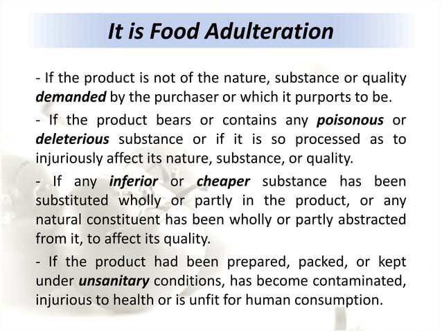 Food additives, adulteration and misbranding | PDF