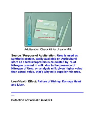 Adulteration in Milk, Milk adulteration, Milk adulterant | DOCX