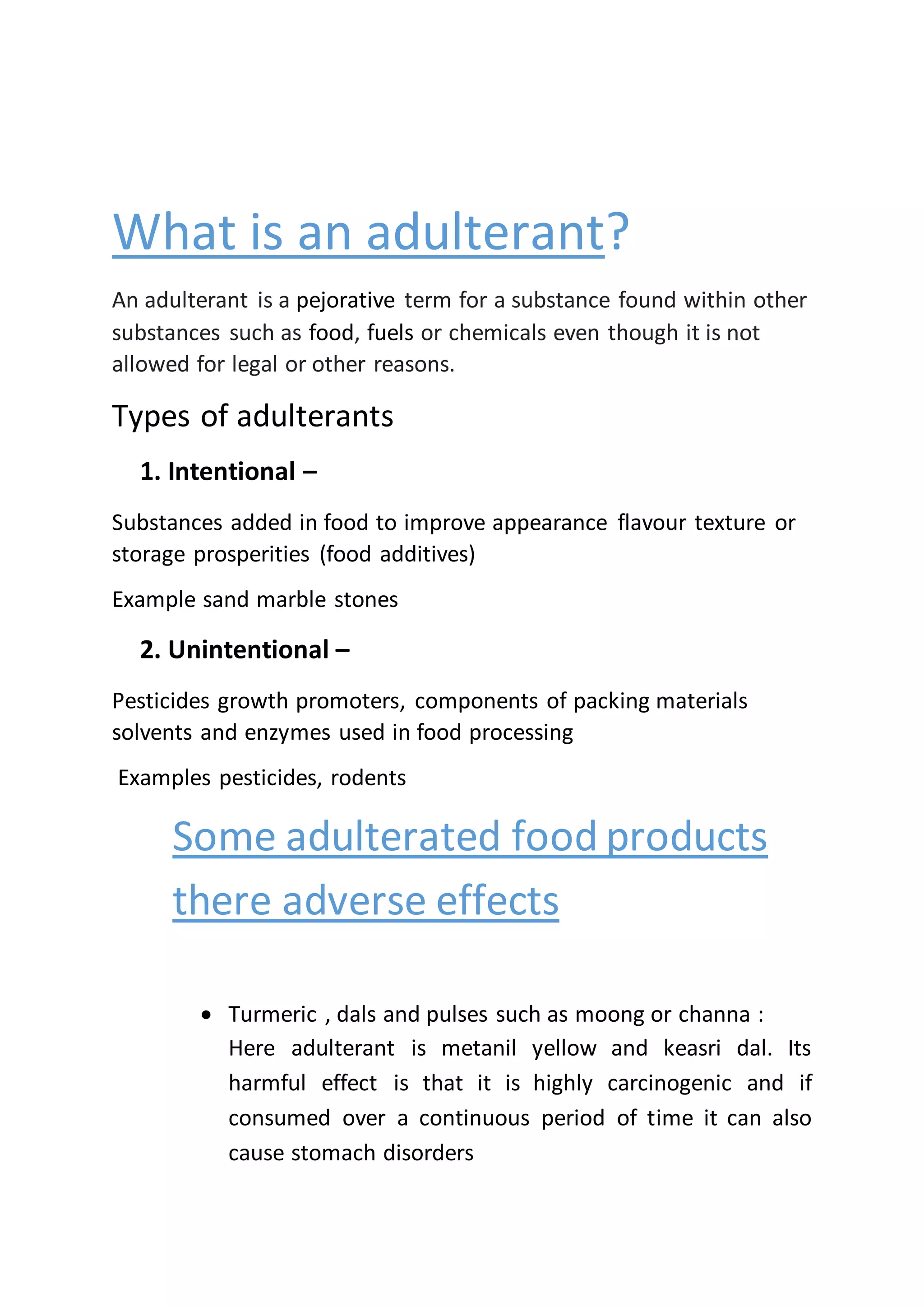 Food adulteration in india | DOCX