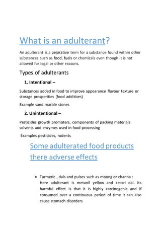 Food adulteration in india | DOCX