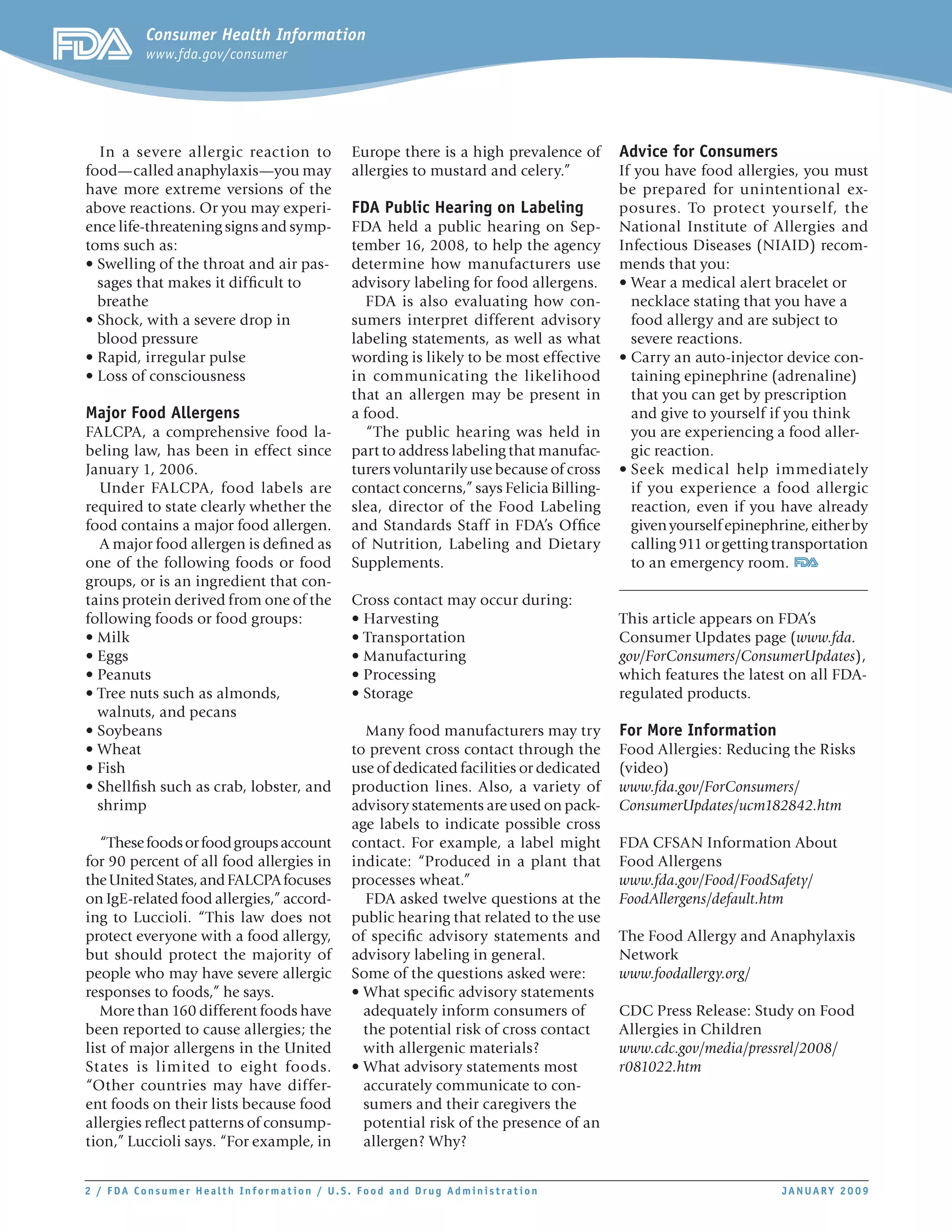 Food Allergies: Reducing the Risks | PDF
