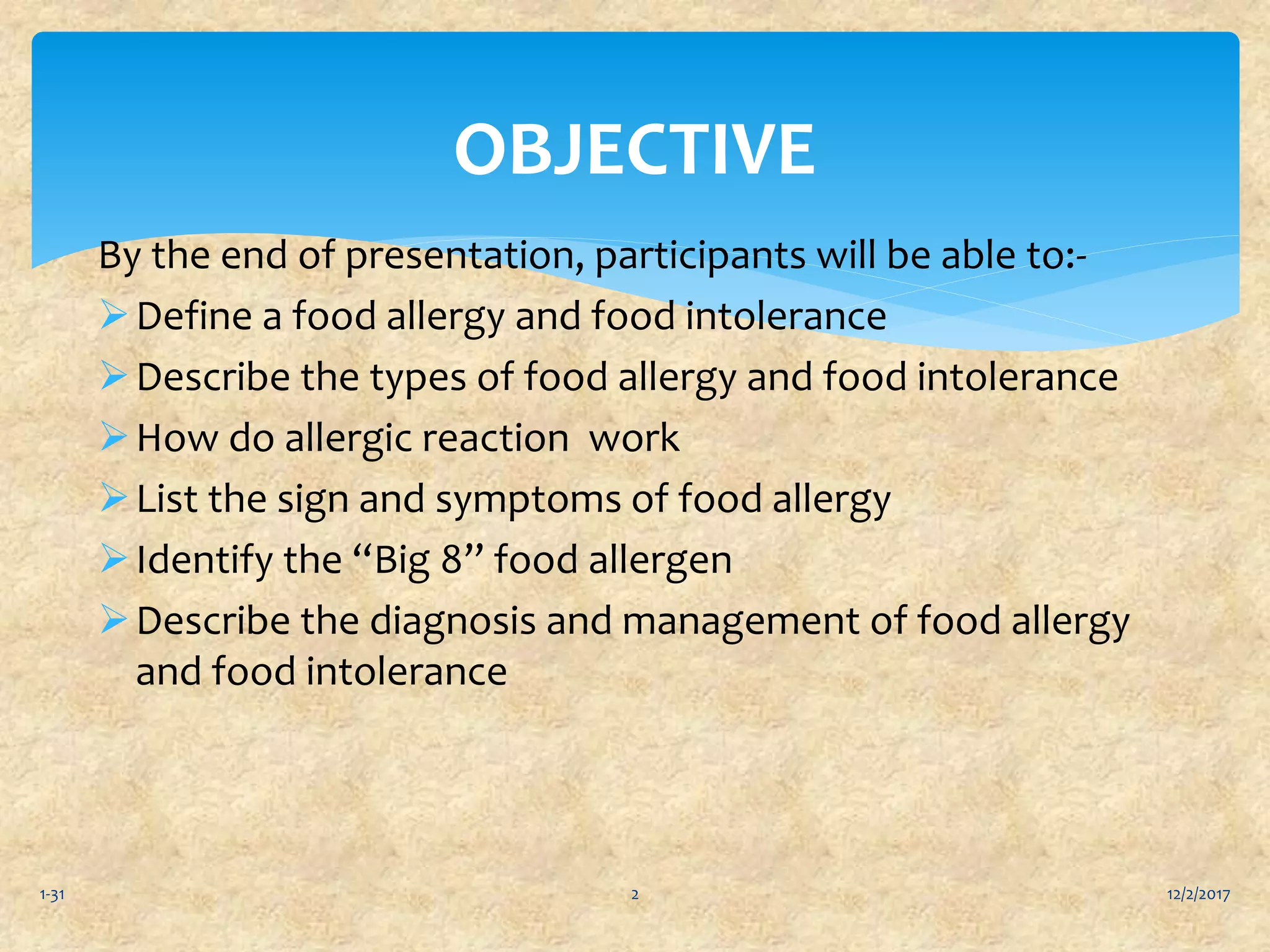 Food allergies and food intolerances ppt | PPTX