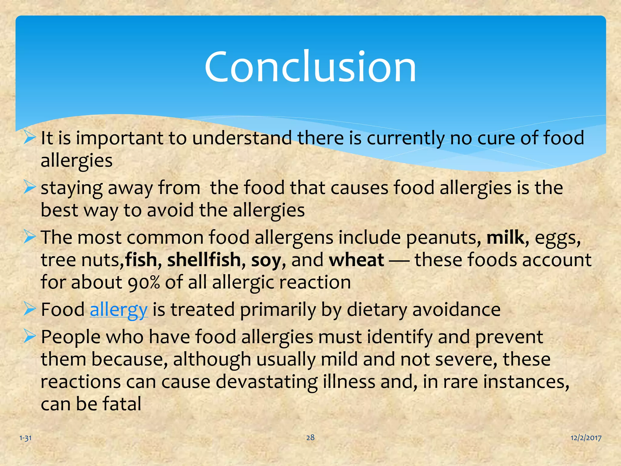 Food allergies and food intolerances ppt | PPTX