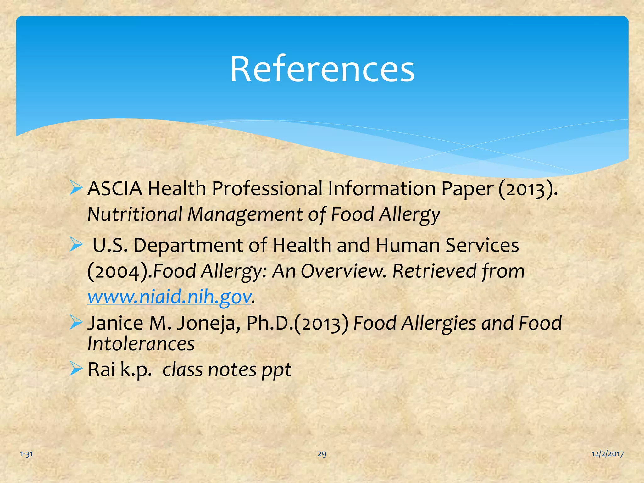 Food allergies and food intolerances ppt | PPTX