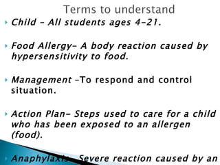 Food Allergies At School Introduction Slides | PPT