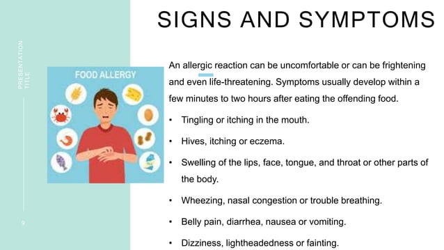 Food allergy. Allergic reaction to certain foods. Signs and symptoms ...