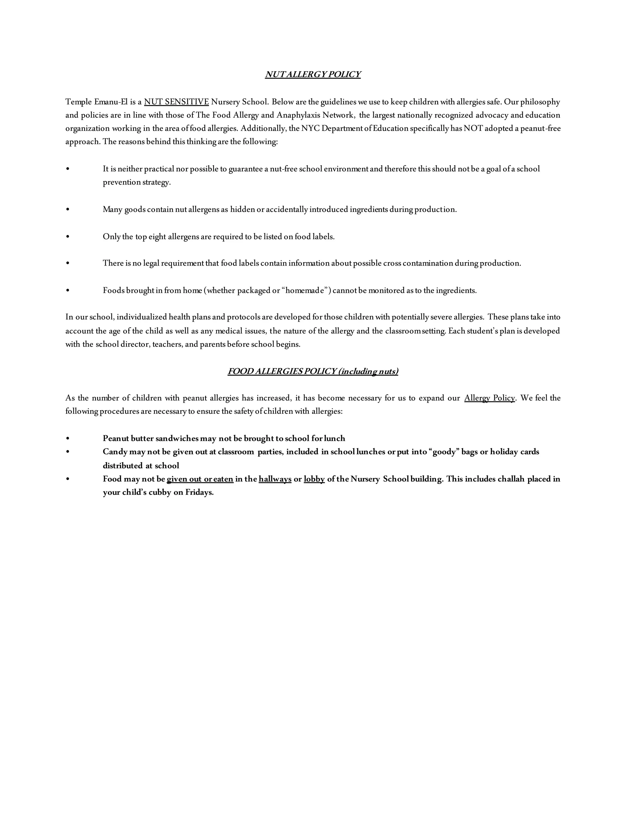 Food allergy policy | DOCX