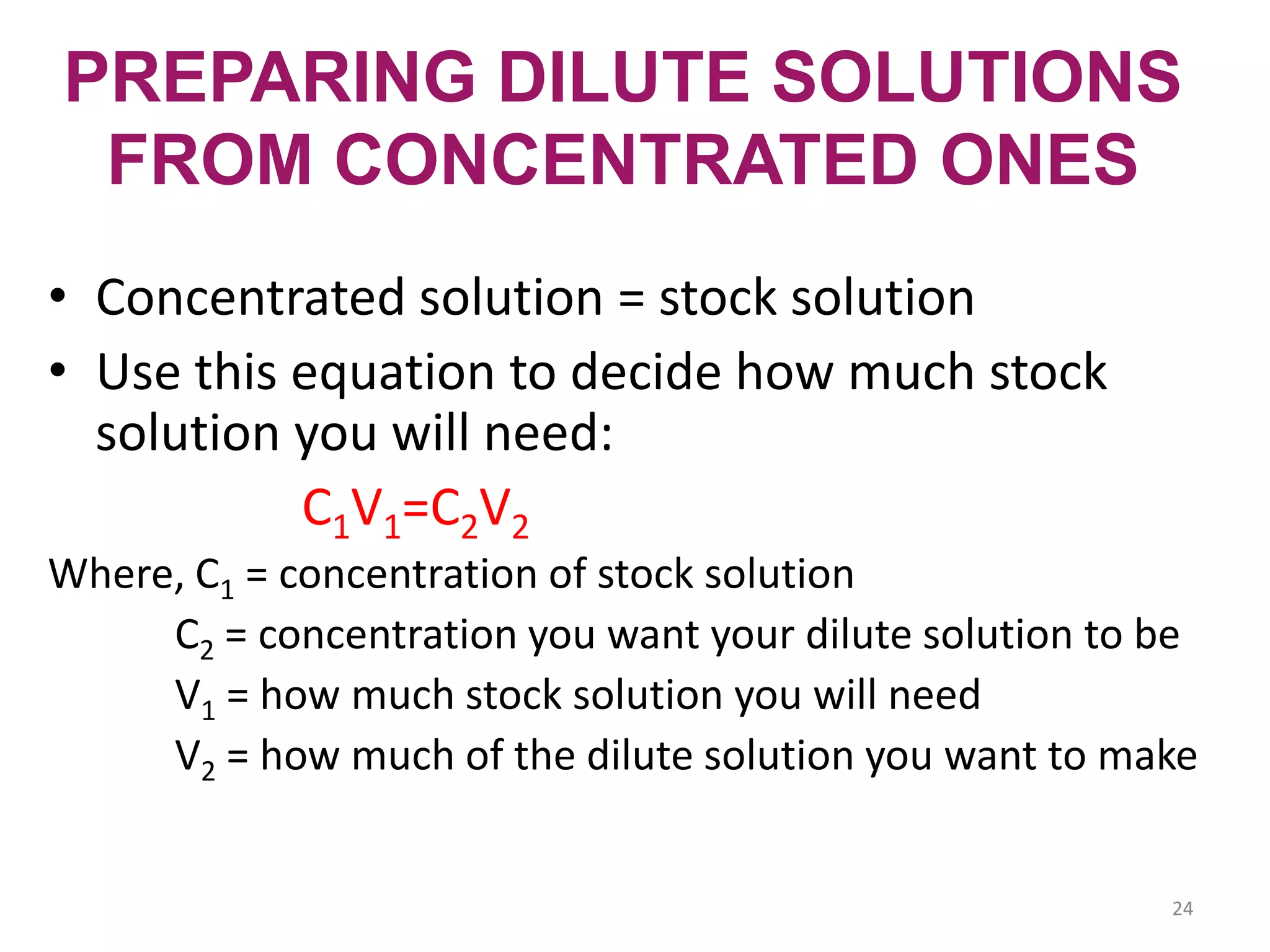 Preparing, Diluting of solutions of different Strengths & safety ...