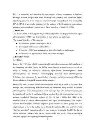 Food analysis using hplc-a class seminar | PDF
