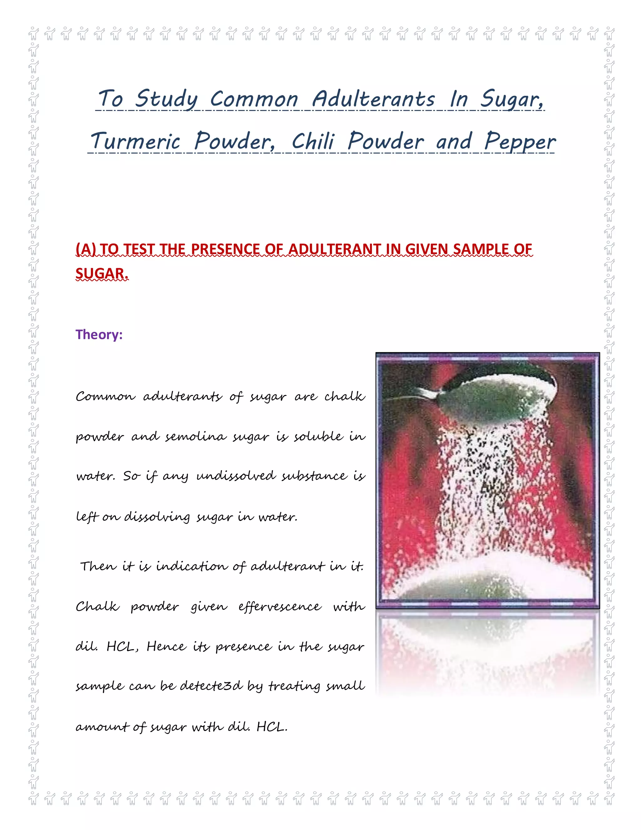 Food and Adulteration - 12th Class Chemistry Project | DOCX