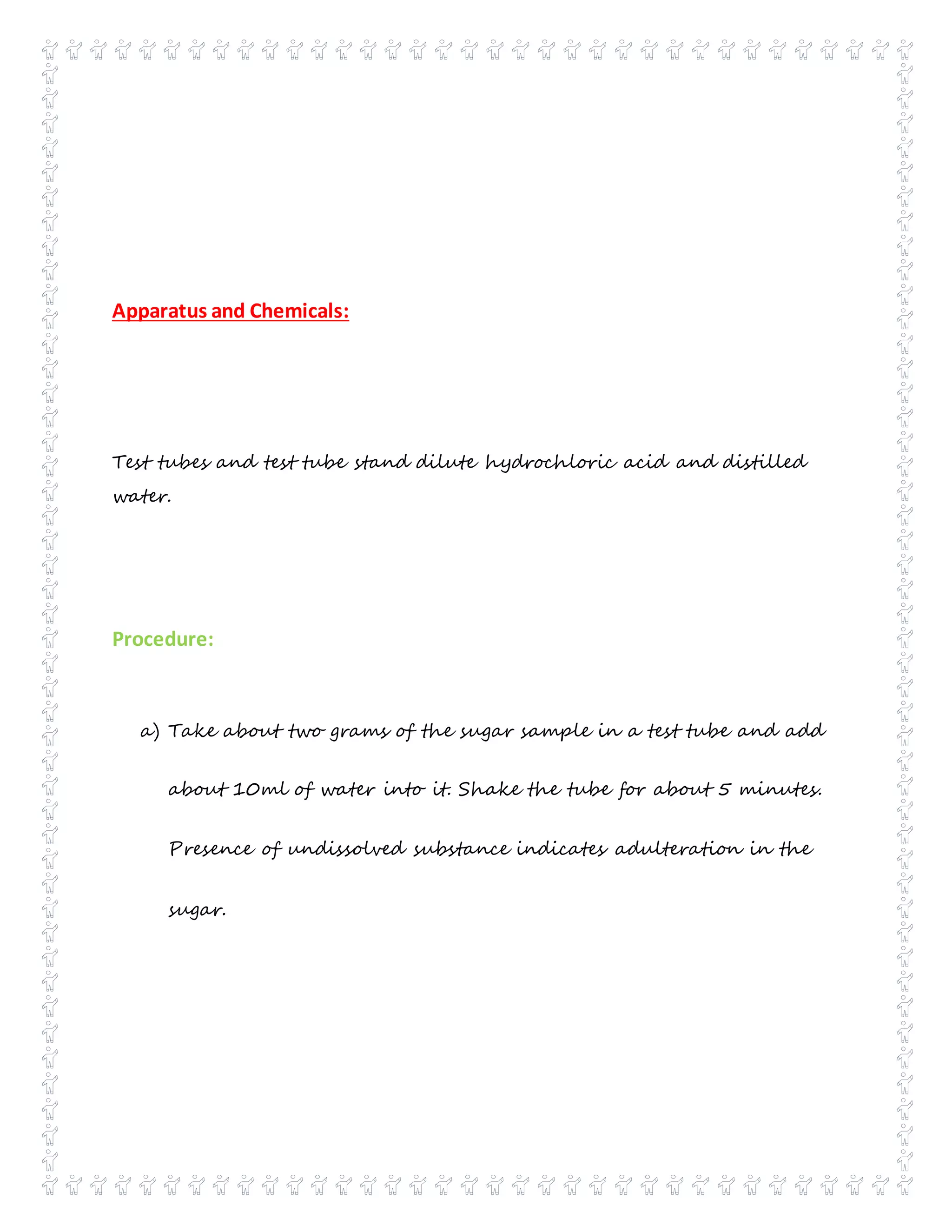 Food and Adulteration - 12th Class Chemistry Project | DOCX