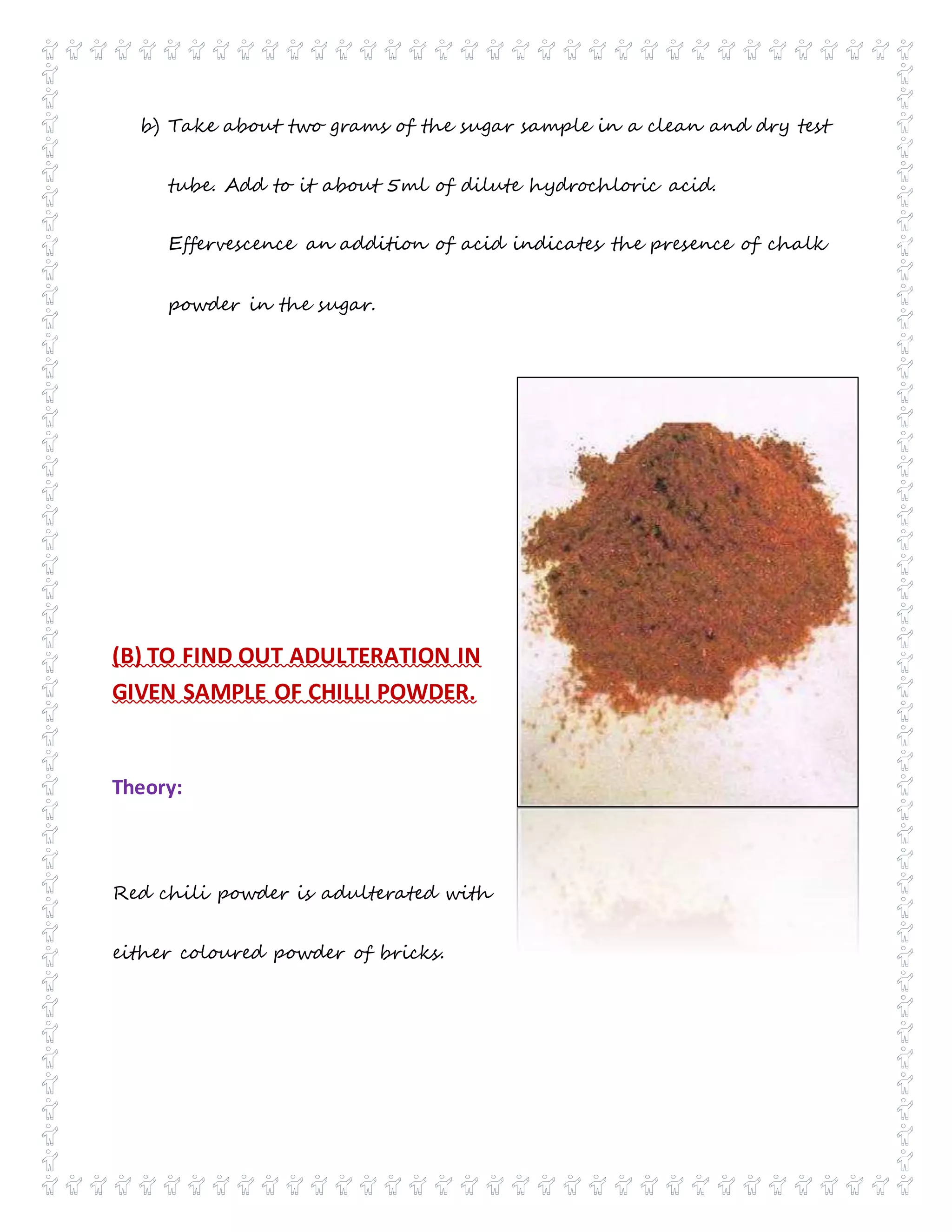 Food and Adulteration - 12th Class Chemistry Project | DOCX