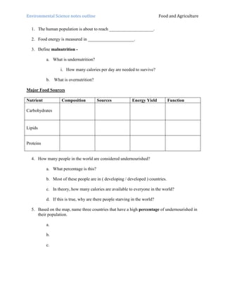 Food and agriculture notes outline[1] | DOCX