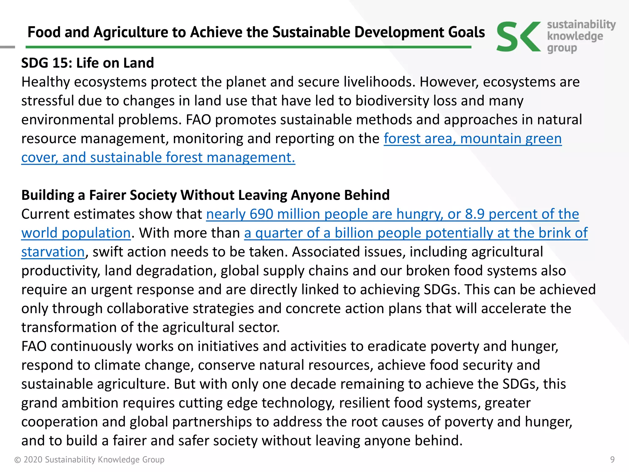Food and agriculture to achieve the sustainable development goals | PDF