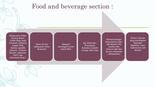 Food and Beverages Department in Hospitality | PPTX