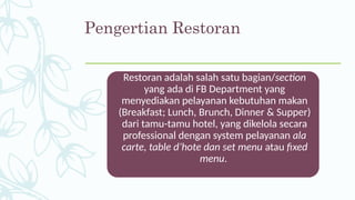 Food and Beverages Department in Hospitality | PPTX