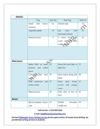 Sample Report on Food and Beverage Operations Management | PDF