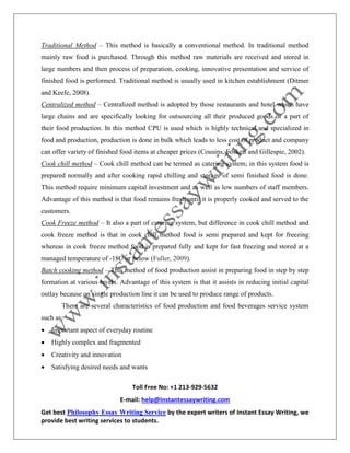 Sample Report on Food and Beverage Operations Management | PDF