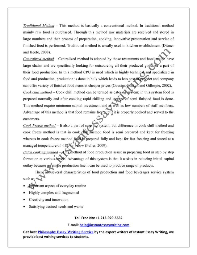 Sample Report on Food and Beverage Operations Management | PDF | Food ...