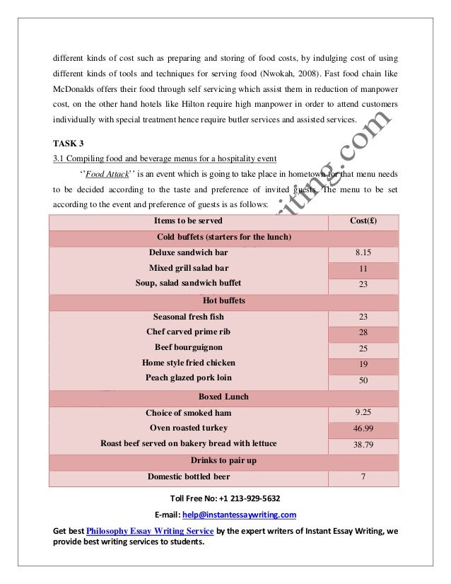 Sample Report on Food and Beverage Operations Management