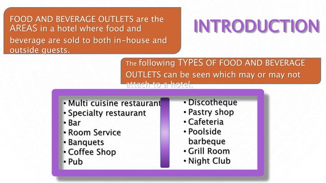 Food and beverage outlets | PPTX