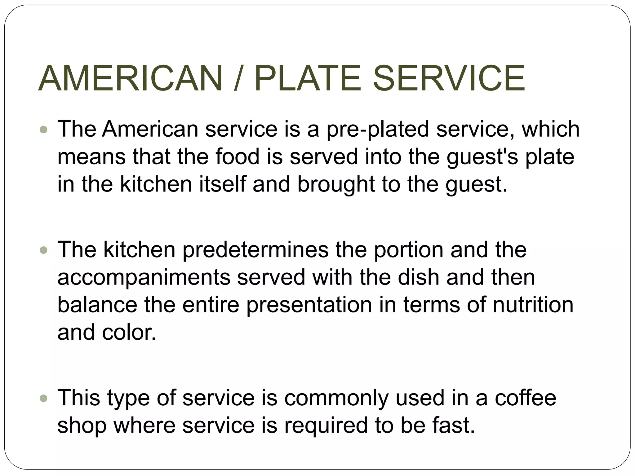 Food and beverage service methods | PPTX