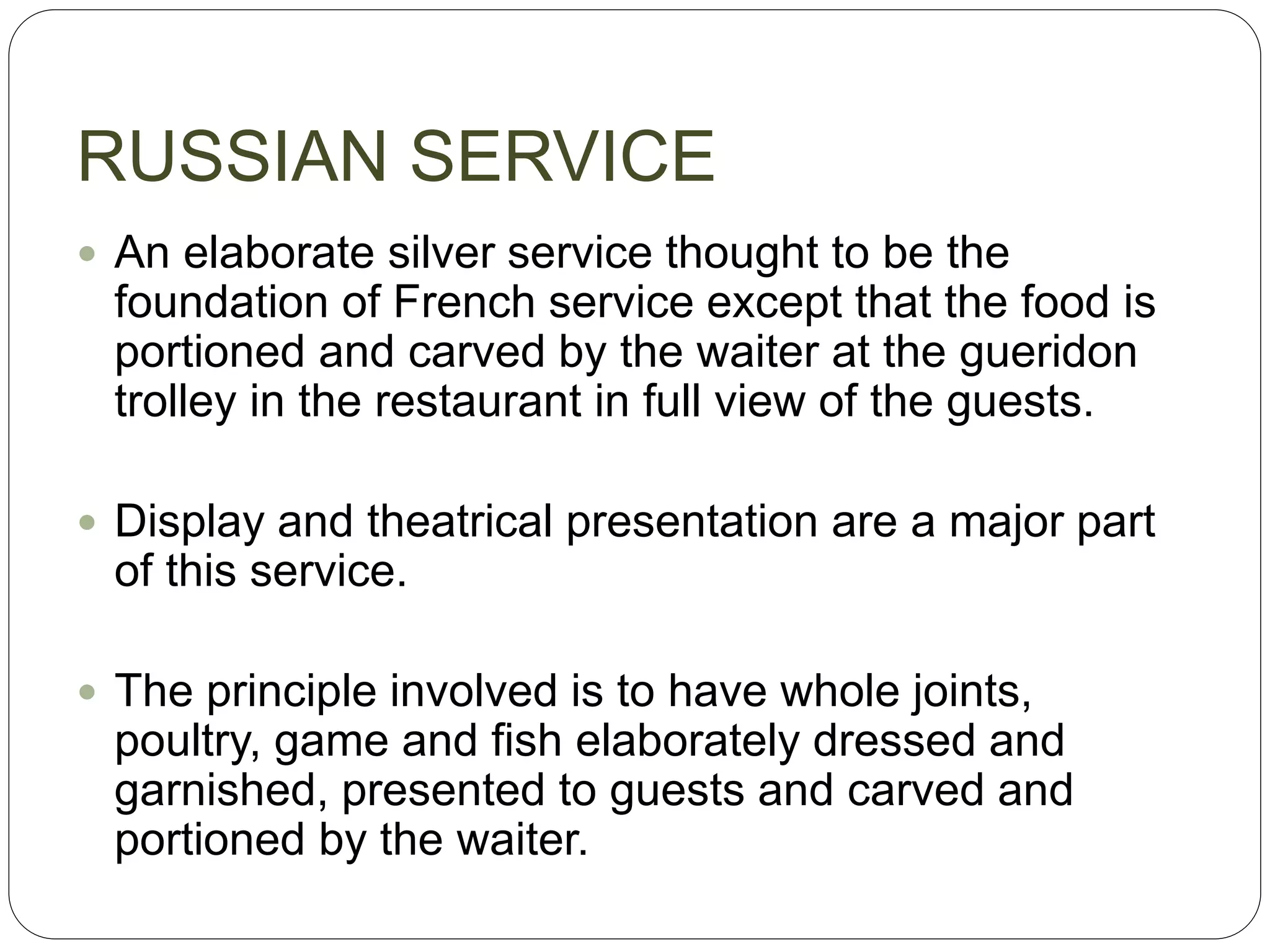 Food and beverage service methods | PPTX