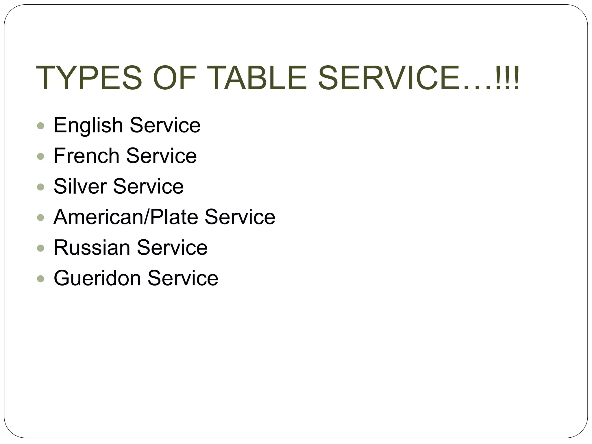 Food and beverage service methods | PPTX