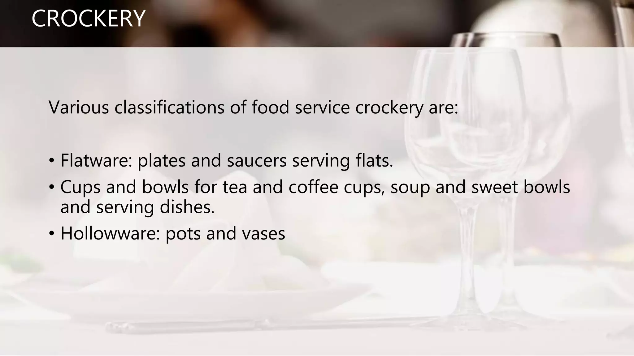 Food and beverage service operating equipments | PPTX