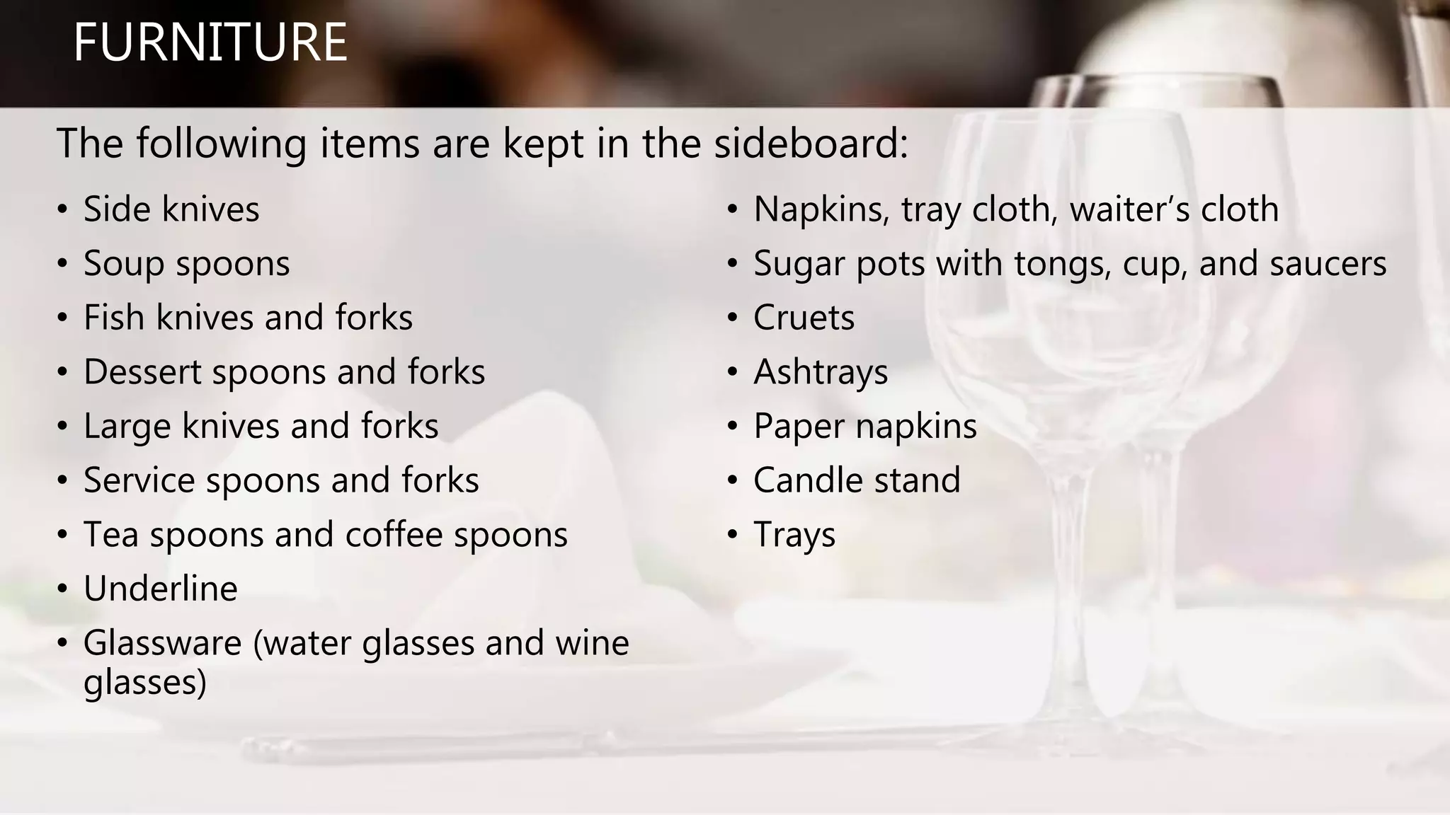 Food and beverage service operating equipments | PPTX