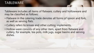 Food and beverage service operating equipments | PPTX