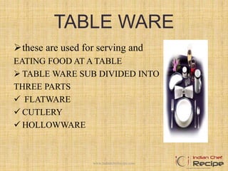 Food and beverage service operating equipments and it’s maintenance | PPTX