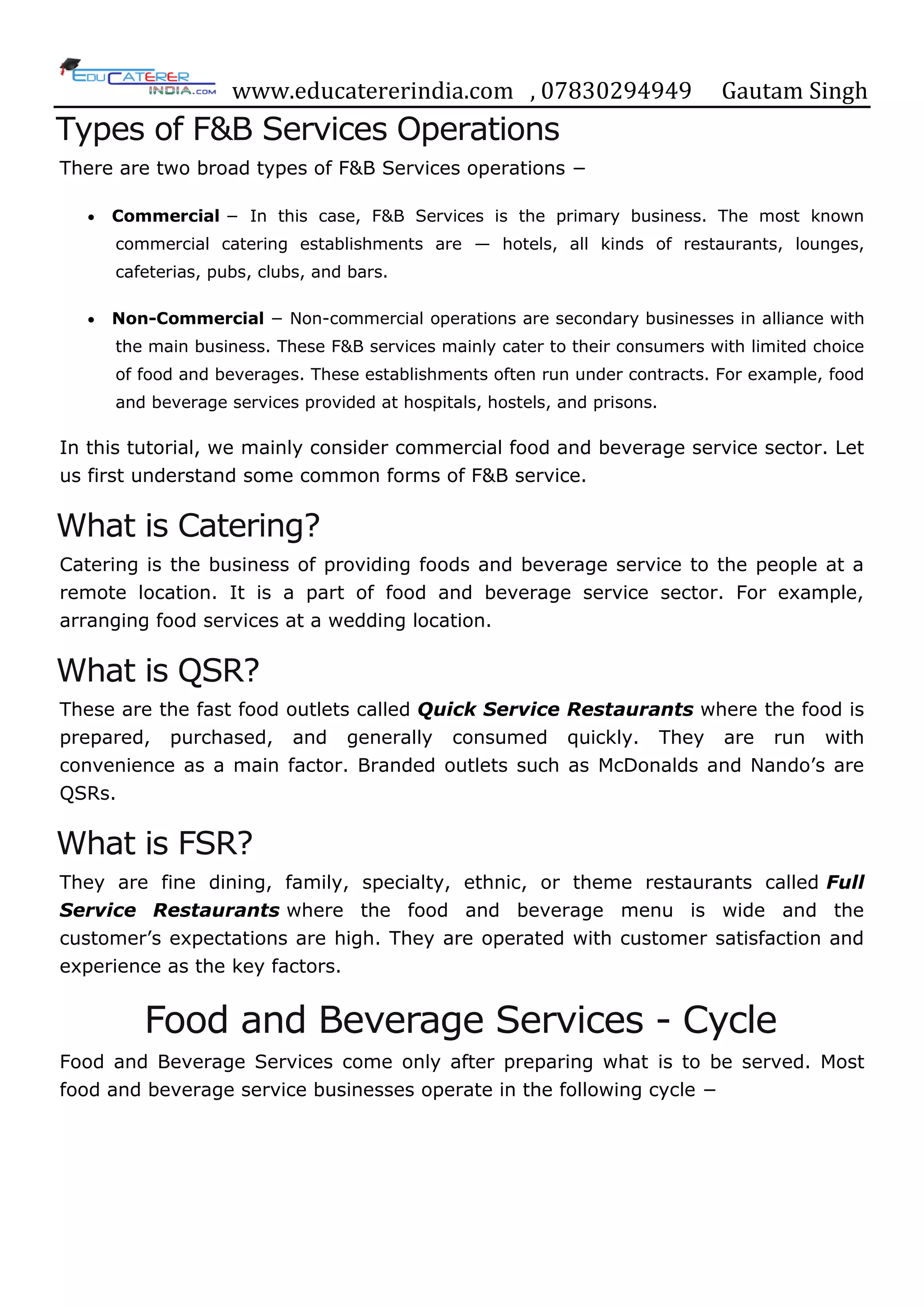 Food and beverage services | PDF