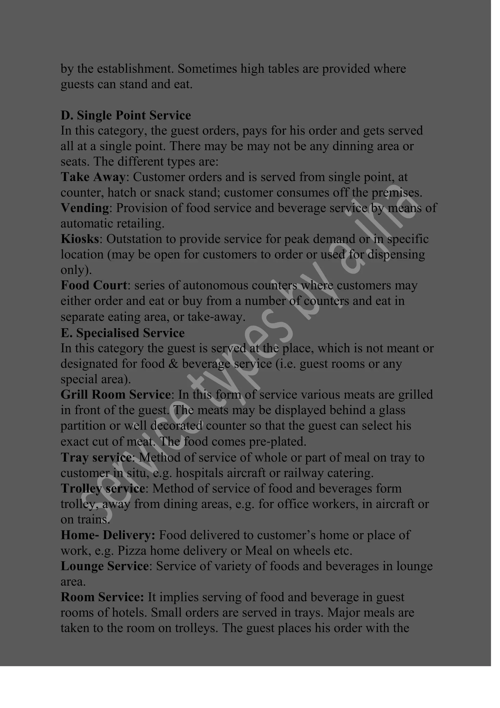 Food and beverage service types | DOCX