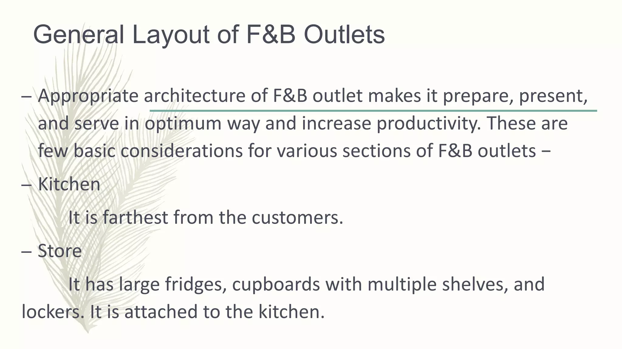 Food and beverages service outlet. | PPTX