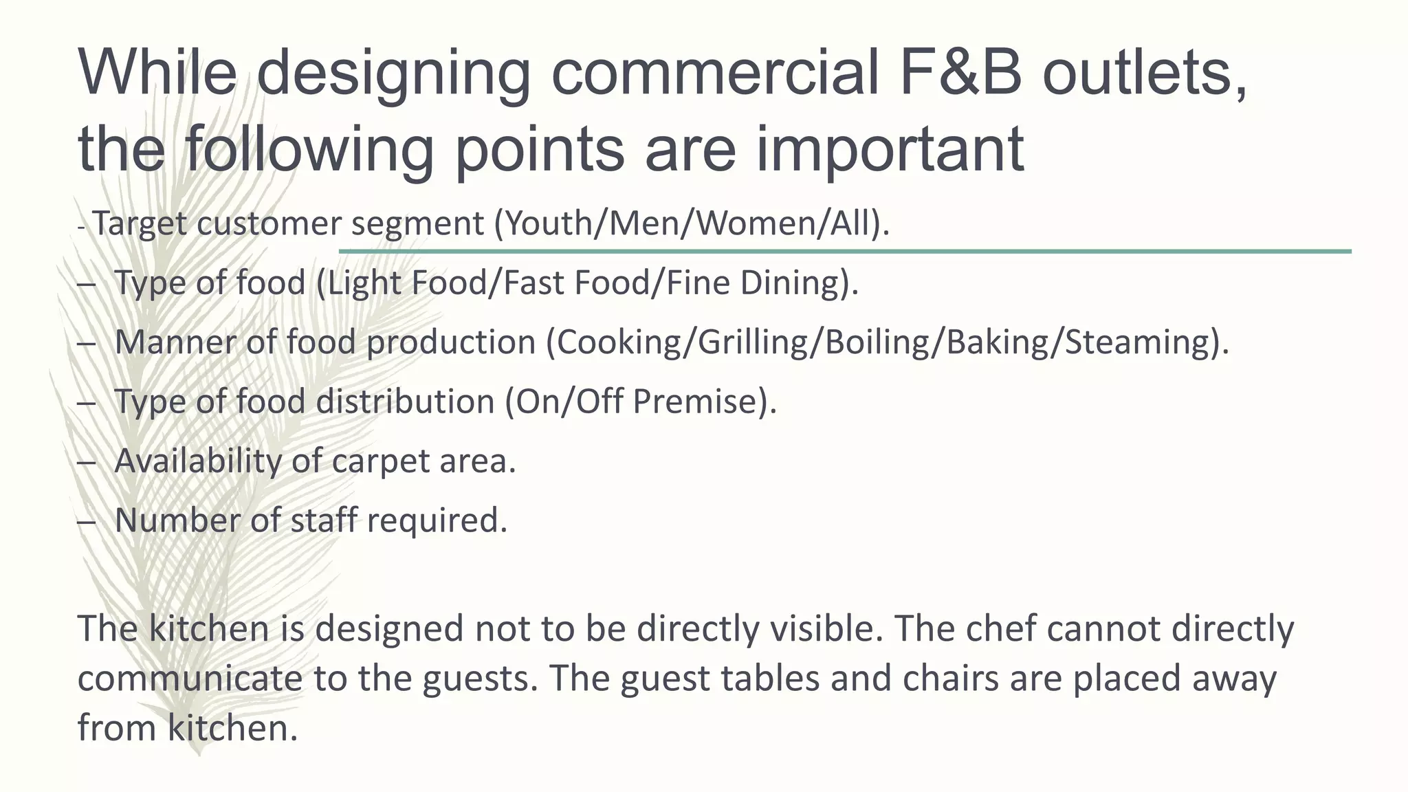 Food and beverages service outlet. | PPTX