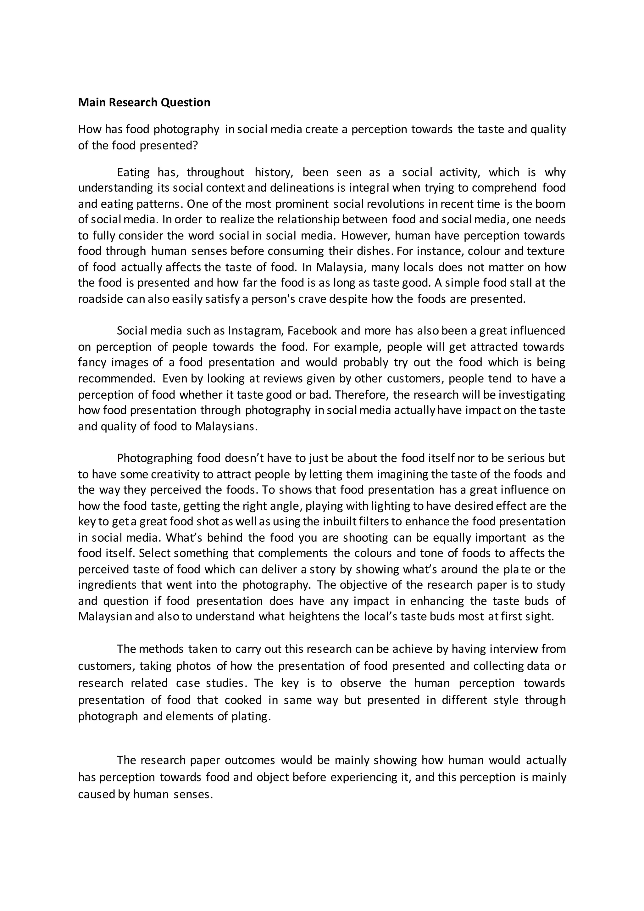 Food and culture research proposal | DOCX