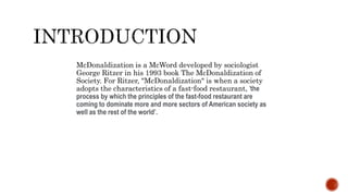 food and health in the age of mcdonaldization | PPT